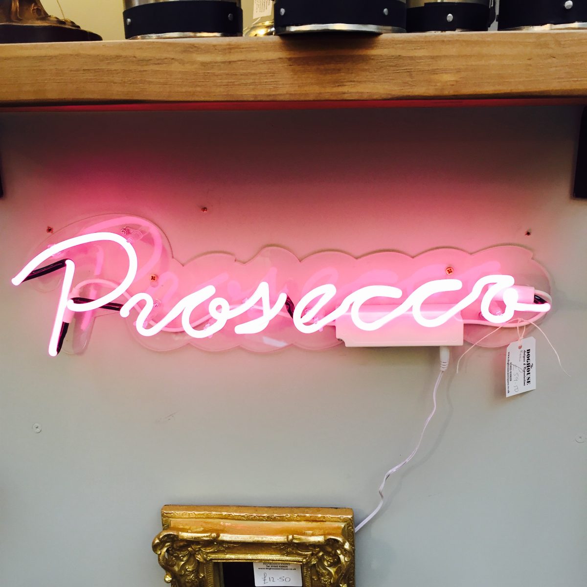 The Dog House Antiques - Pink Prosecco Neon Sign.